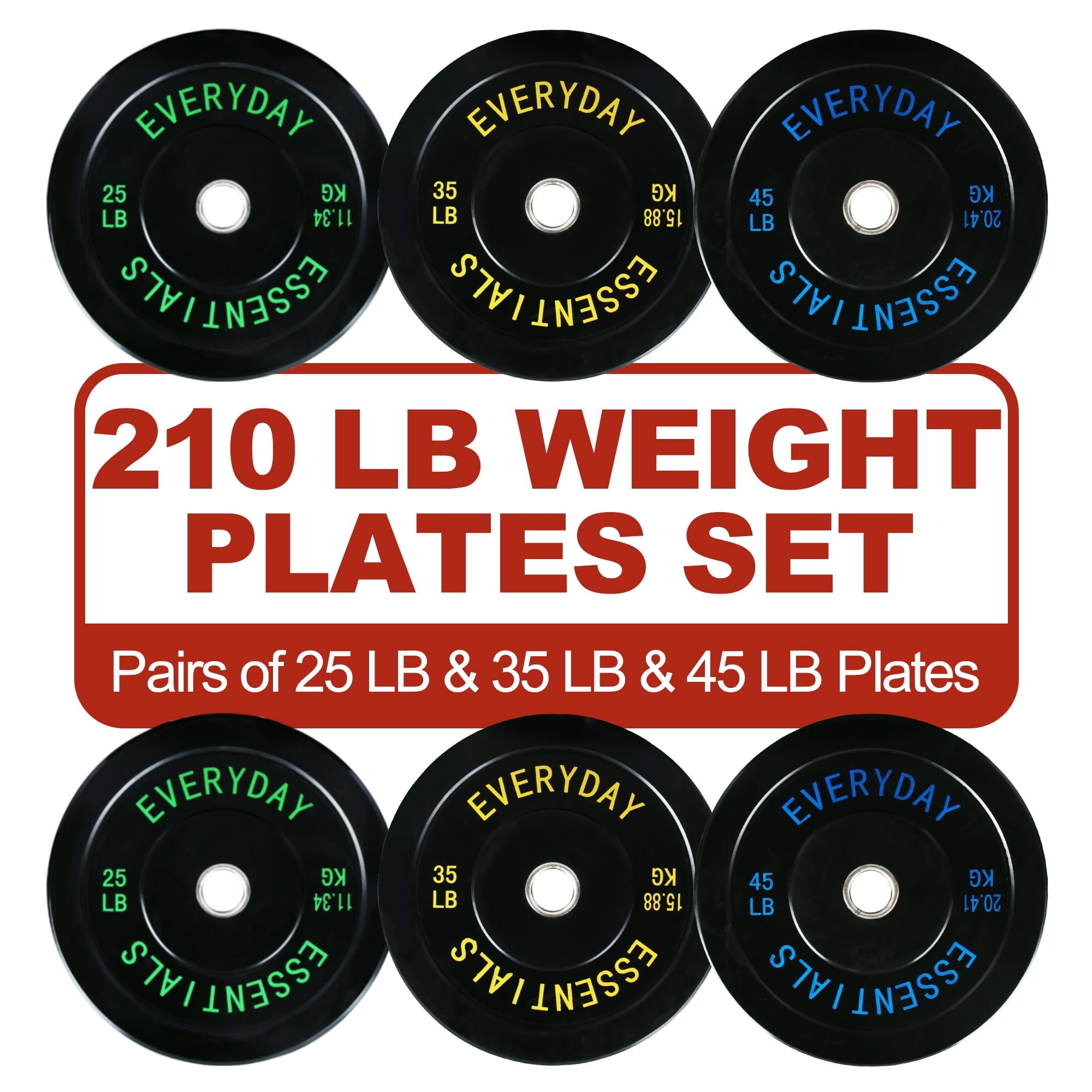 FlexWave 2-Inch Olympic Bumper Weight Plate Set，with Steel Hub, Black ...