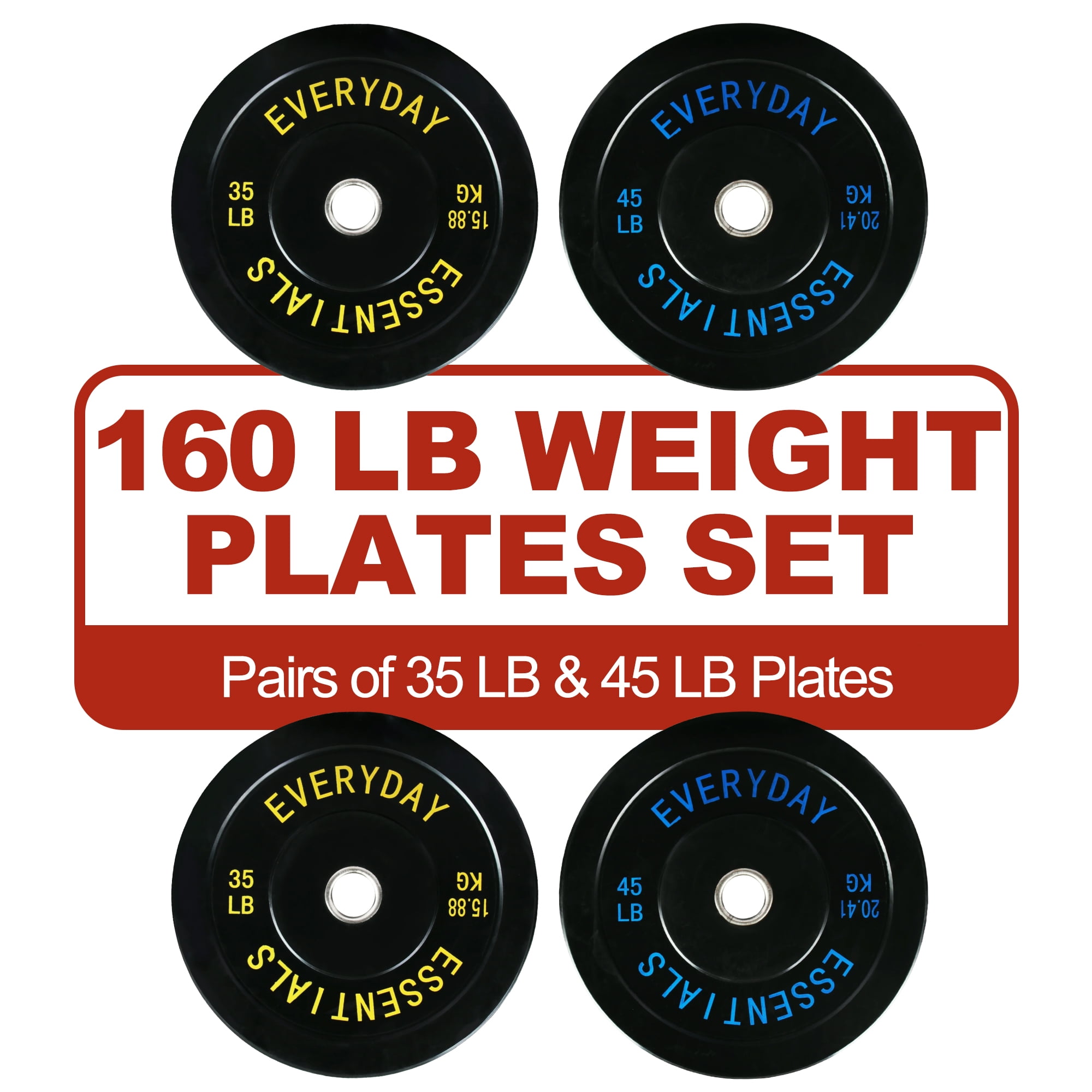FlexWave 2-Inch Olympic Bumper Weight Plate Set，with Steel Hub, Black ...