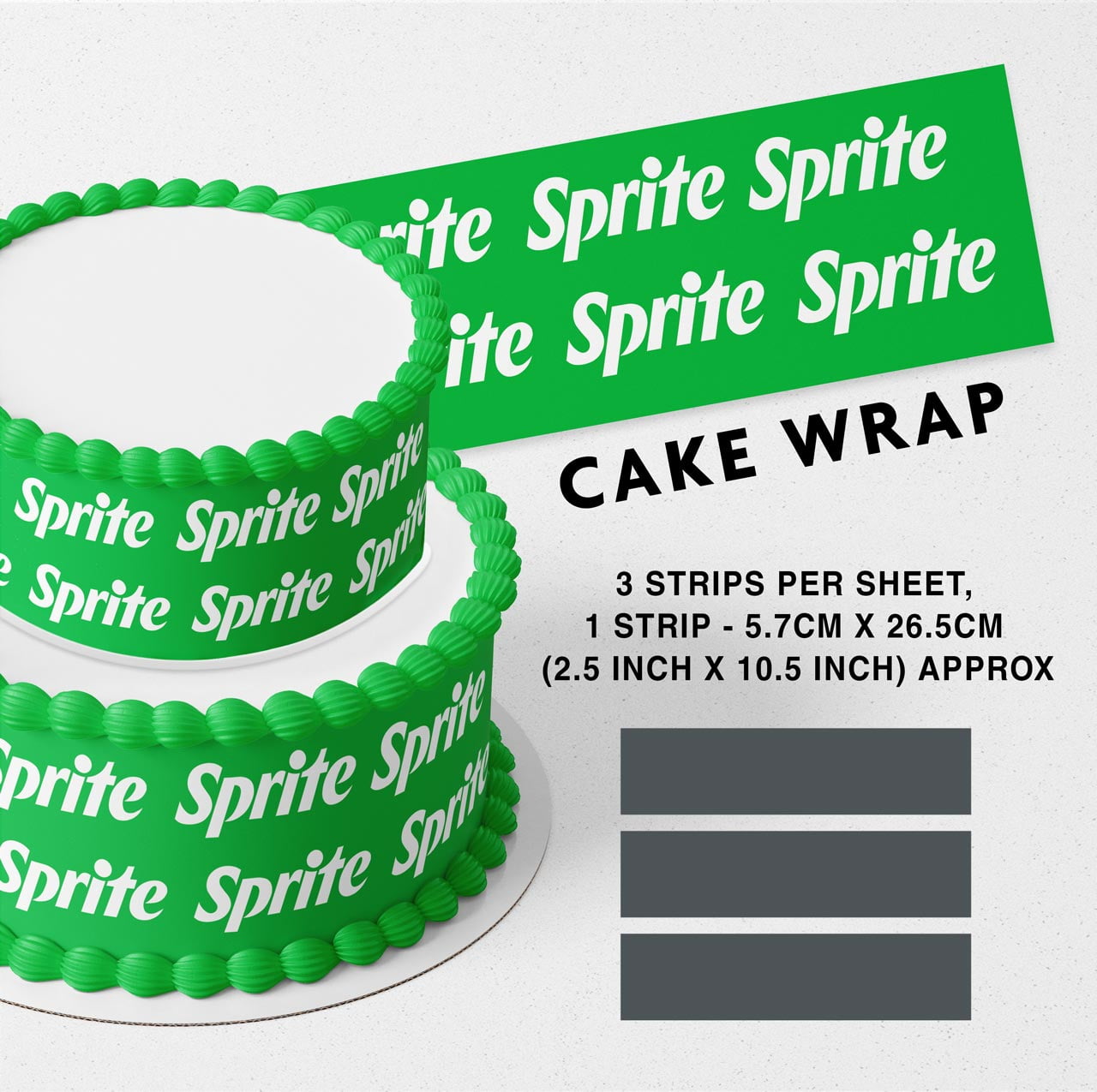 Sprite Strips Edible Icing Printed Cake Wrap Strips Topper Ribbon ...