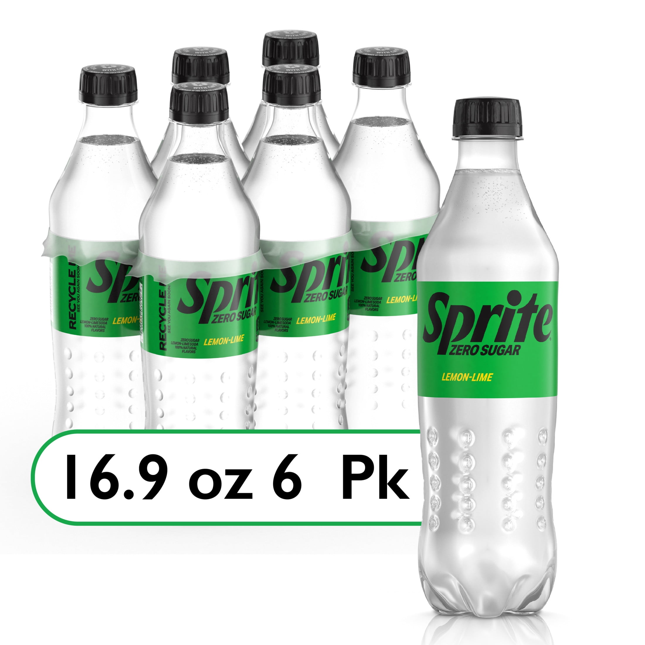Sprite Zero Sugar Lemon Lime Soda Pop, 16.9 fl oz, 6 Pack Bottles - Walmart.com