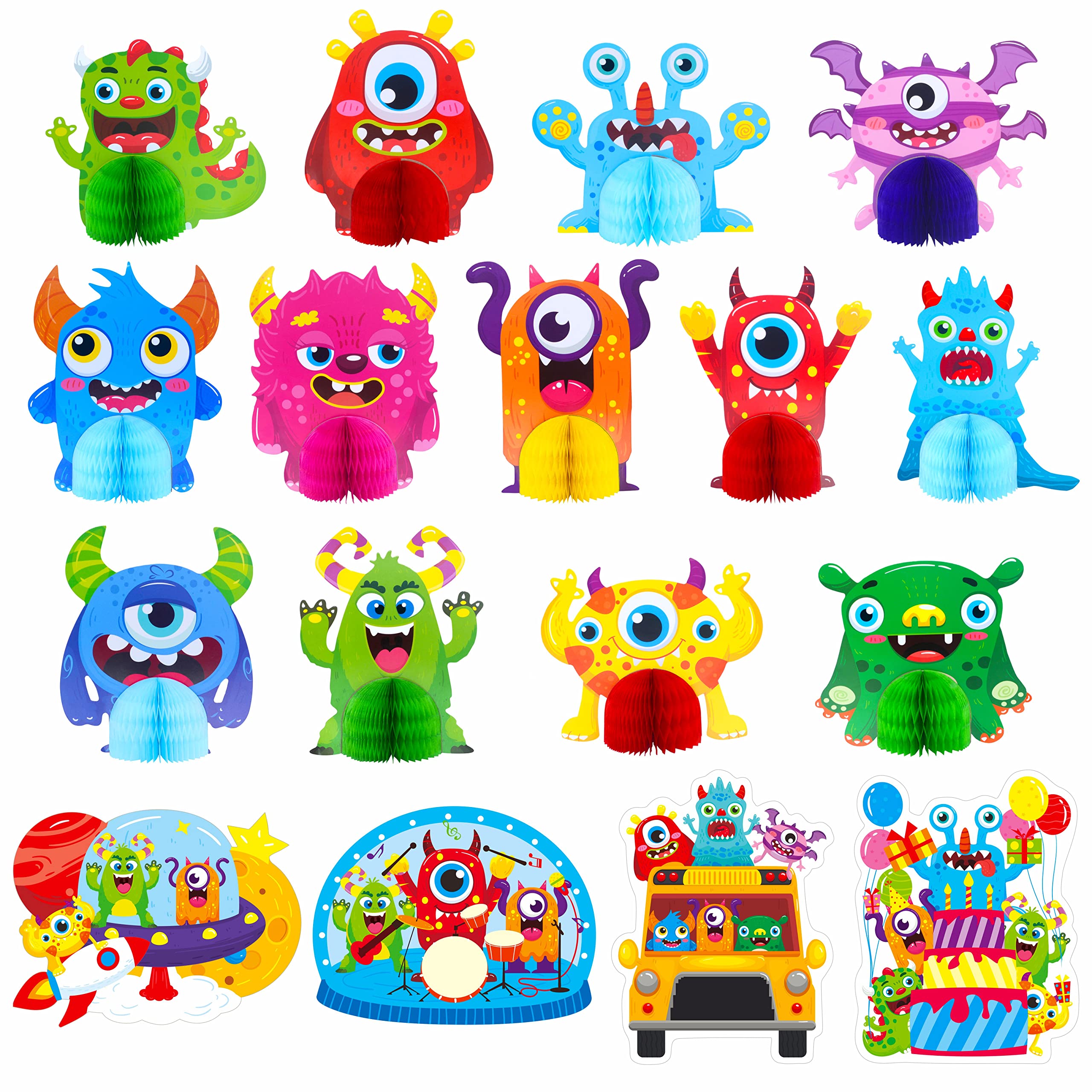 SpriteGru 17 Pieces Honeycomb Centerpiece,Monster Themed Decoration ...