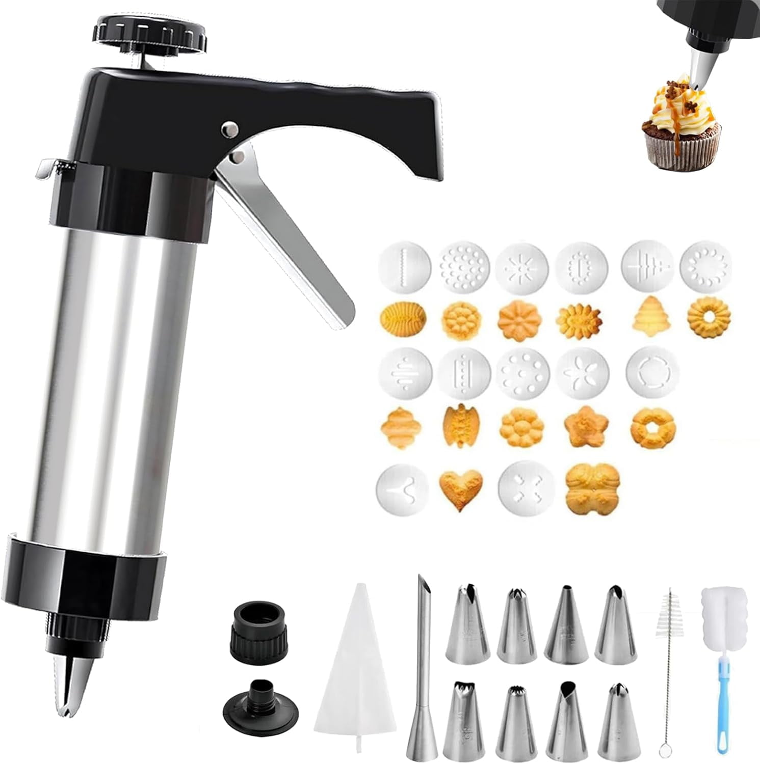 Spritz Baking Press Gun Kit Easy Shaping,Stainless Steel Spritz Cookie ...