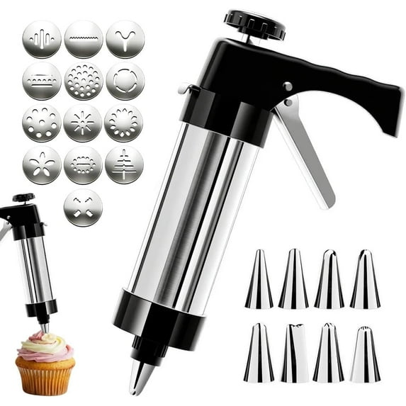 Spritz Cookie Press Kit, Stainless Steel Cookie Press Set with 13 Discs ...