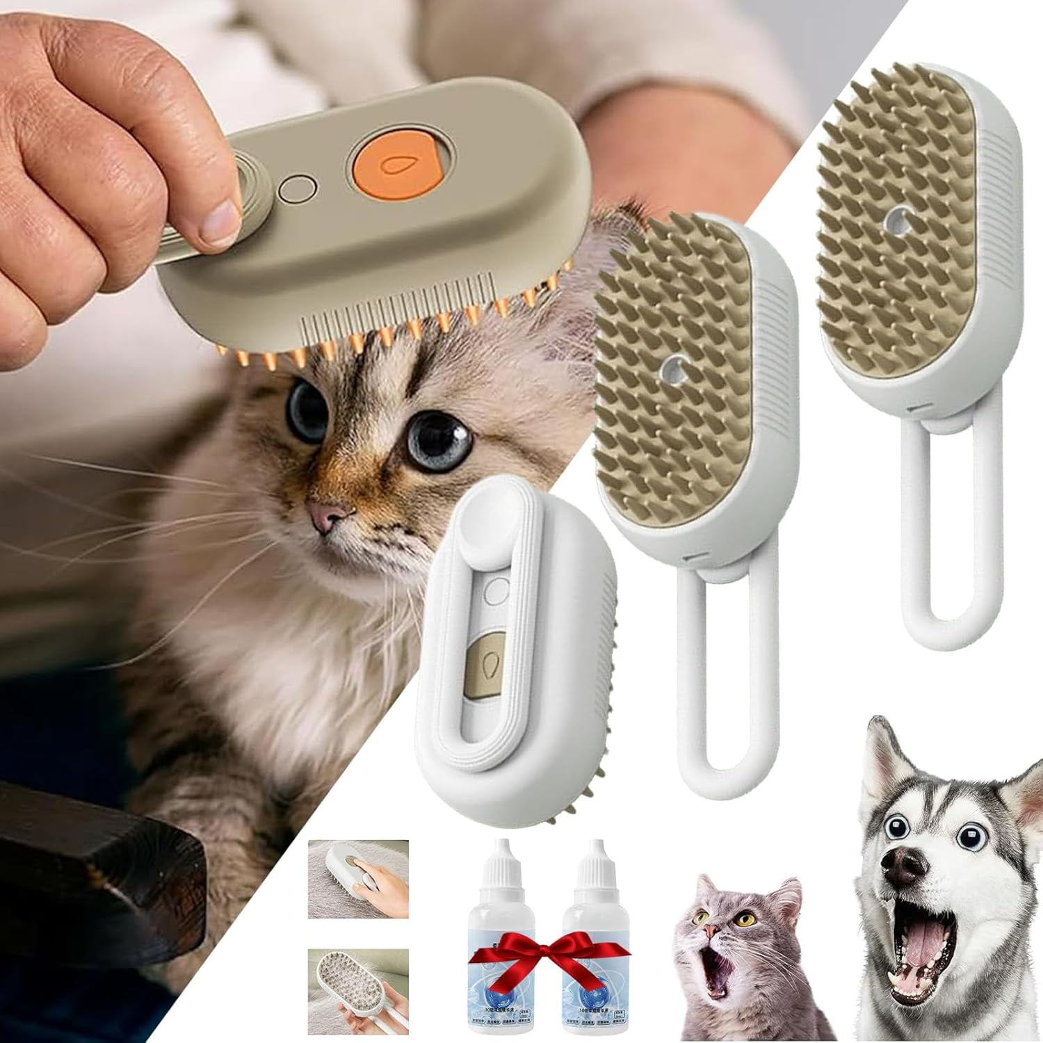 Spritz Defur Comb for Cats, Celery Pets Steam Brush, 3 in 1 Spritz ...