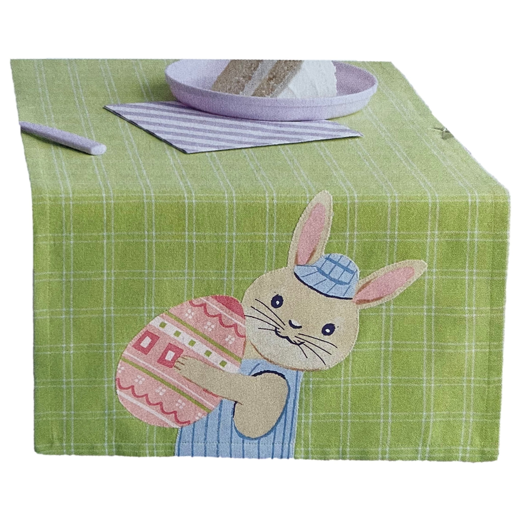 Spritz Green Plaid Easter Bunny Rabbit Table Runner, 14"x72" - Walmart.com