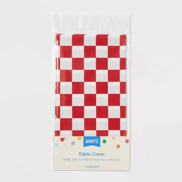 Spritz Red and White Checkered Table Cover - Walmart.com