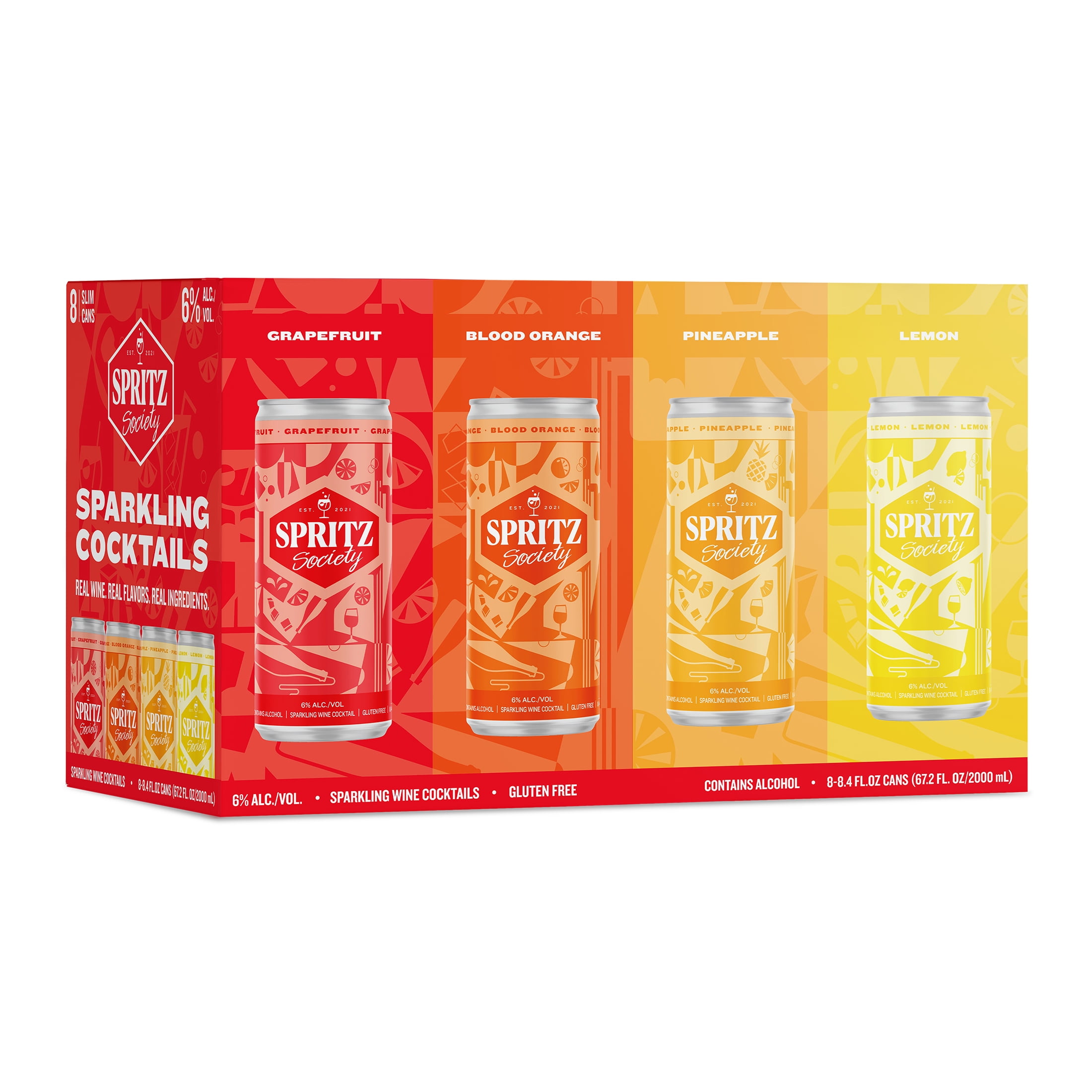 Spritz Society Sparkling Cocktails, Variety 8 Pack, 250ml Cans ...