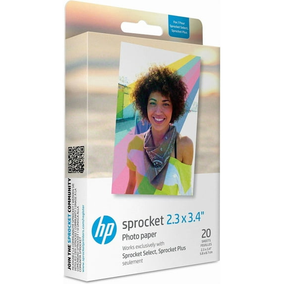 Sprocket 2.3 x 3.4" Premium Sticky Back Photo Paper (20 Sheets ...