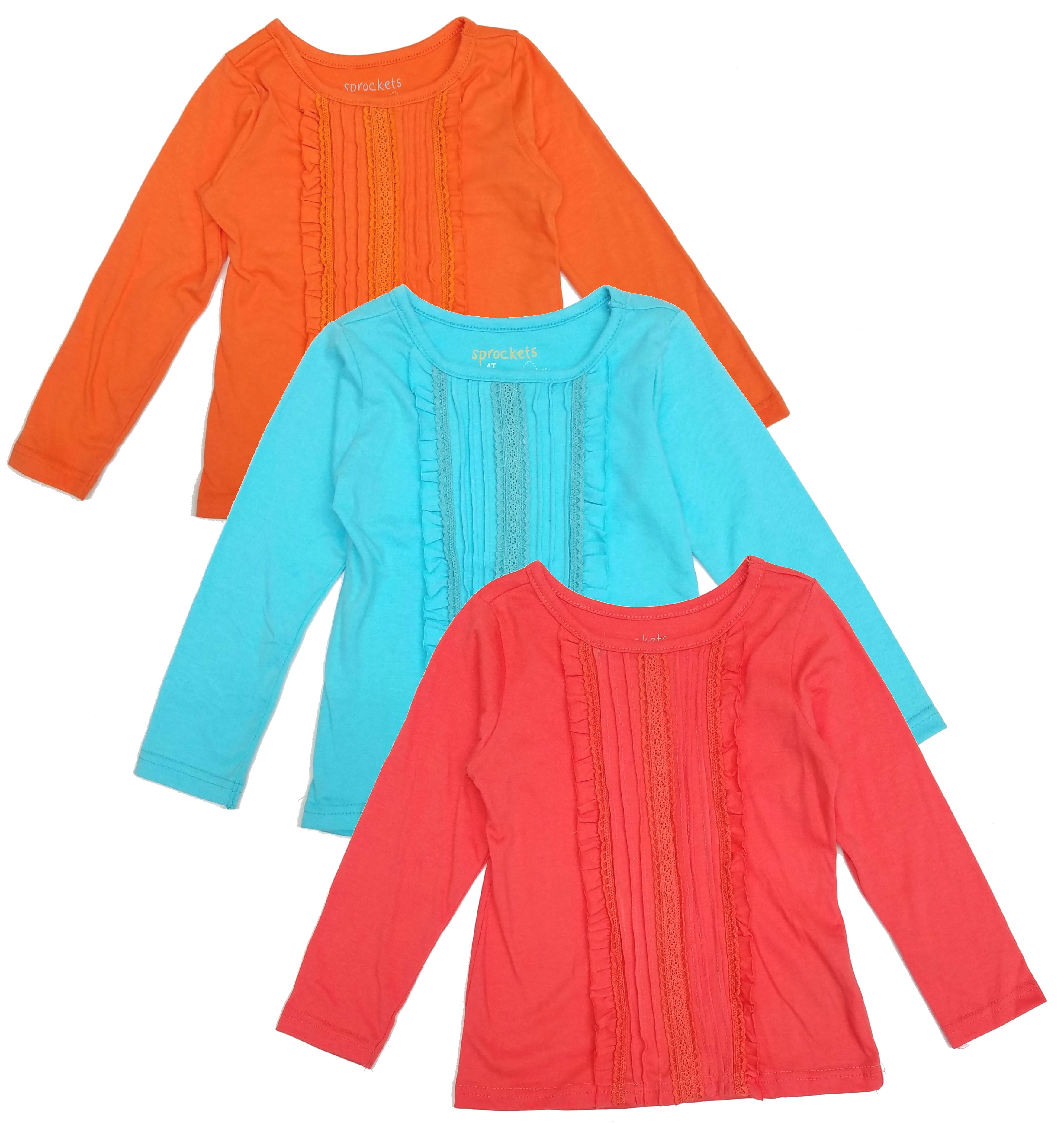 Sprockets Little Girls' School Girl Charm Solid Long Sleeves Tee Shirt ...