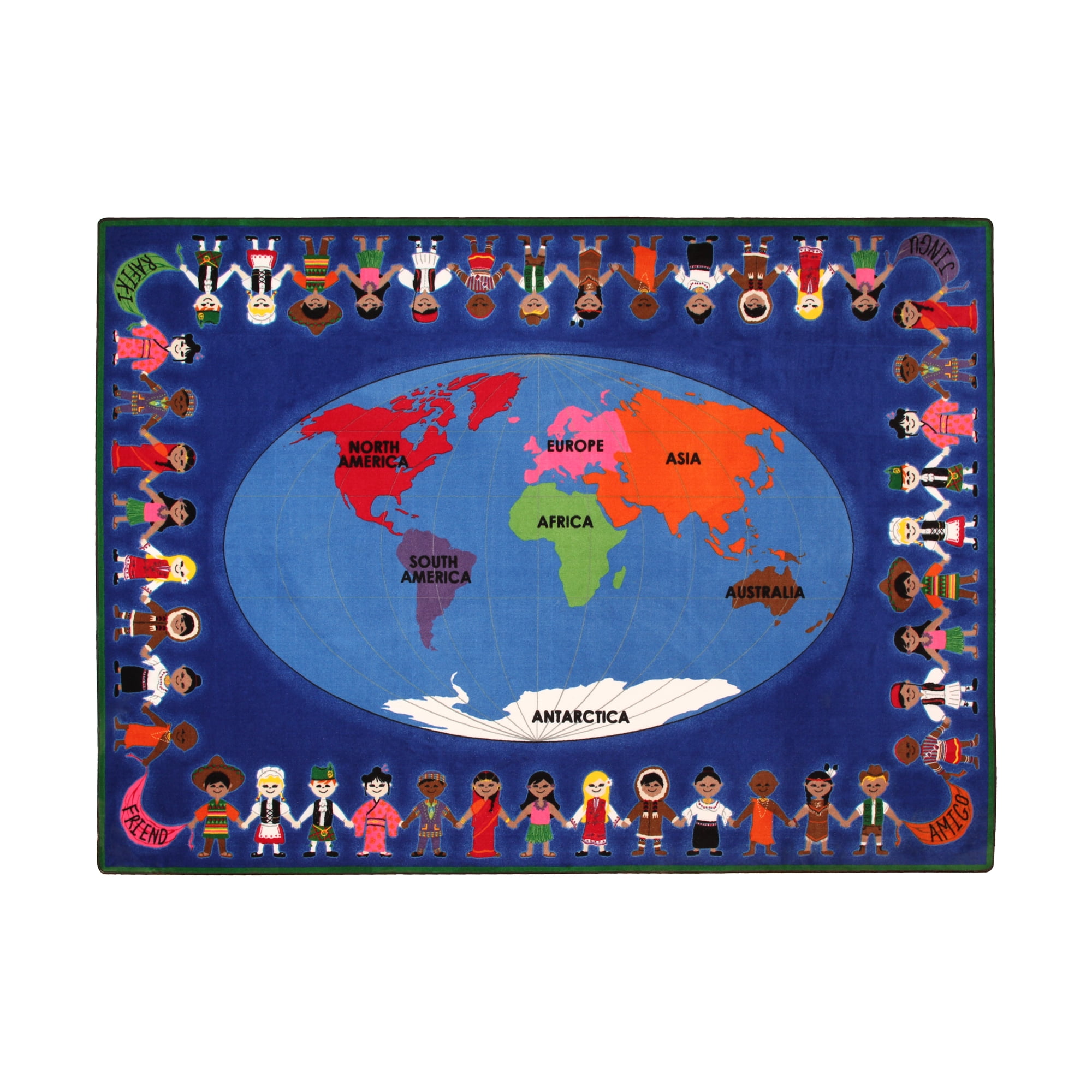 Sprogs Global Friends Rug (7' 6" Wide x 12' Long) Blue Multi-color ...