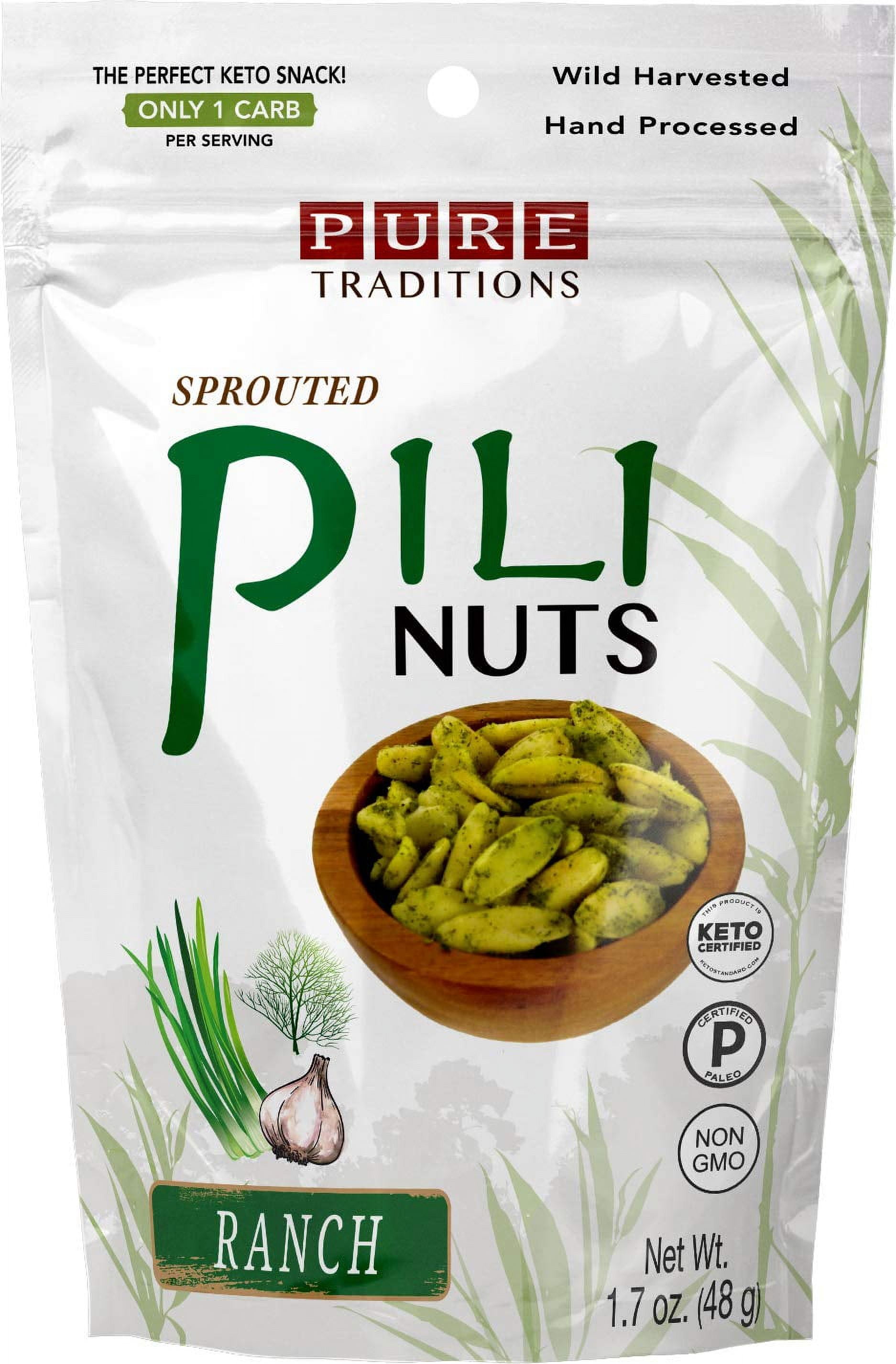 Sprouted Pili Nuts, Ranch, Certified Paleo & Keto (1.7 oz) - Walmart.com