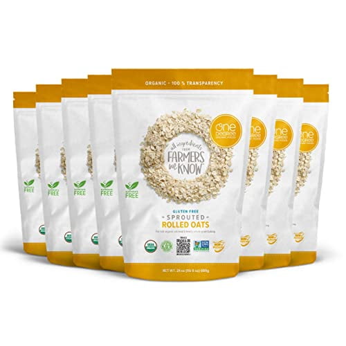 Sprouted Rolled Oats, USDA Organic, Non-GMO Gluten Free Oatmeal, 24 oz ...