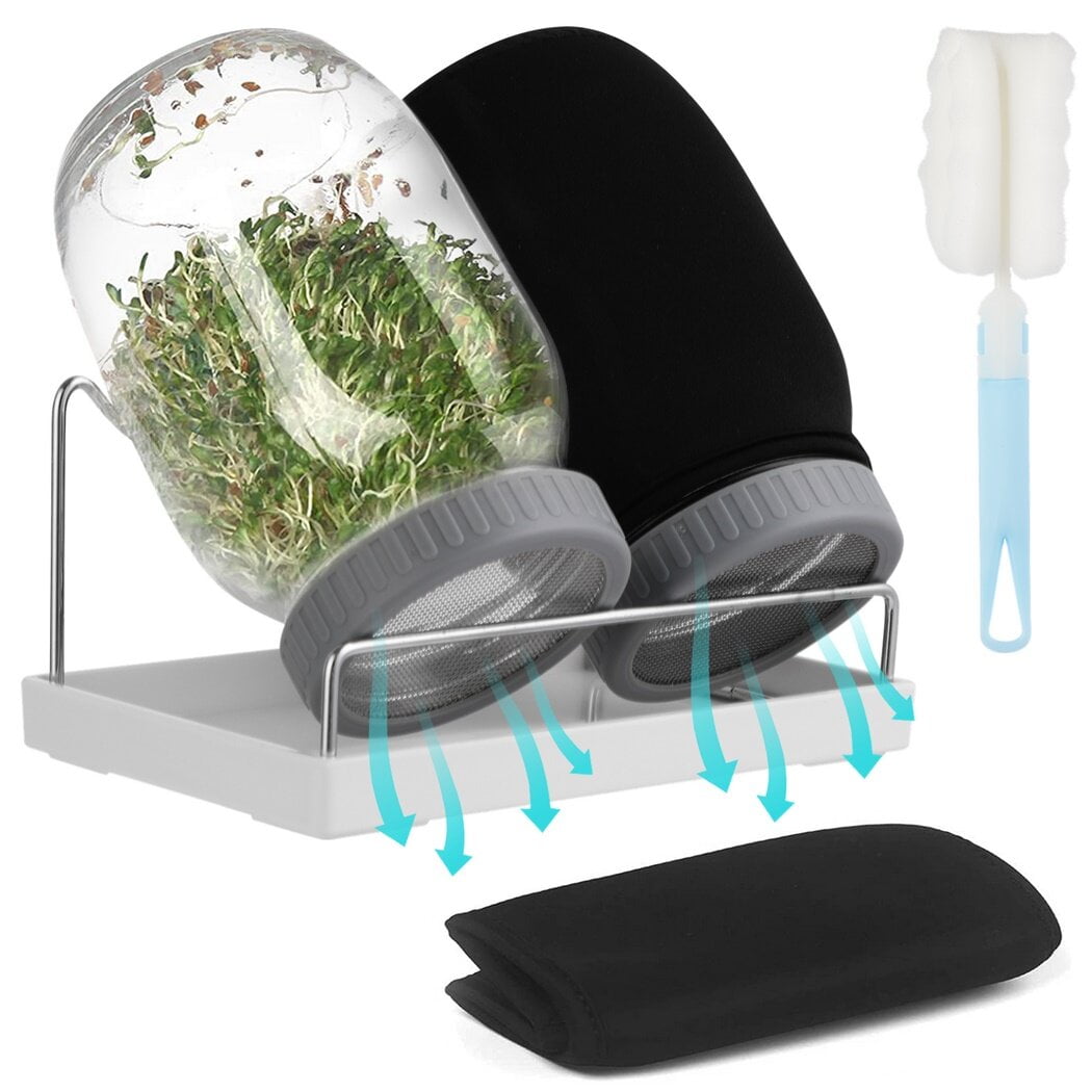 Sprouting Jar Kit, 2 Pcs 32oz Sprouting Jars with 2 Black Cloths, 1 ...