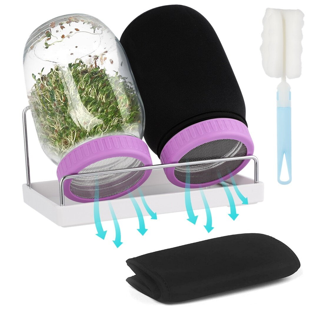 Sprouting Jar Kit, 2 Pcs 32oz Sprouting Jars with 2 Black Cloths, 1 ...