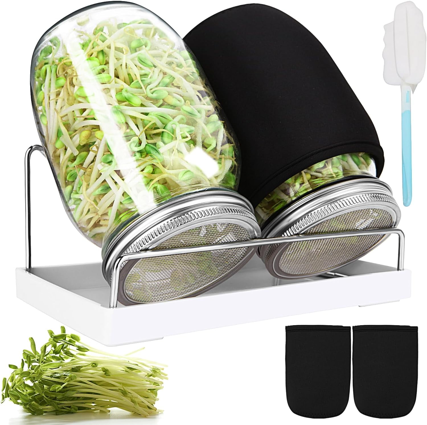 Sprouting Jar Kit - 32oz Wide Mouth Mason Jars with Sprout Lids ...