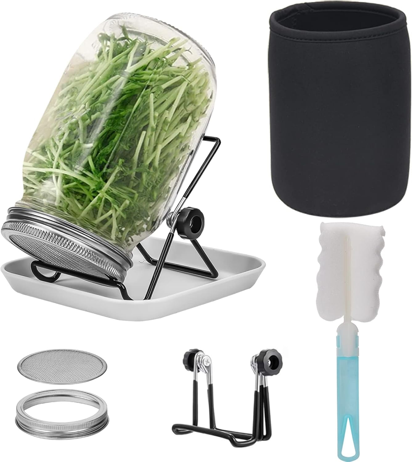 Sprouting Kit, One Pieces Seed Sprouting Jar Kit, Wide Mouth Quart ...