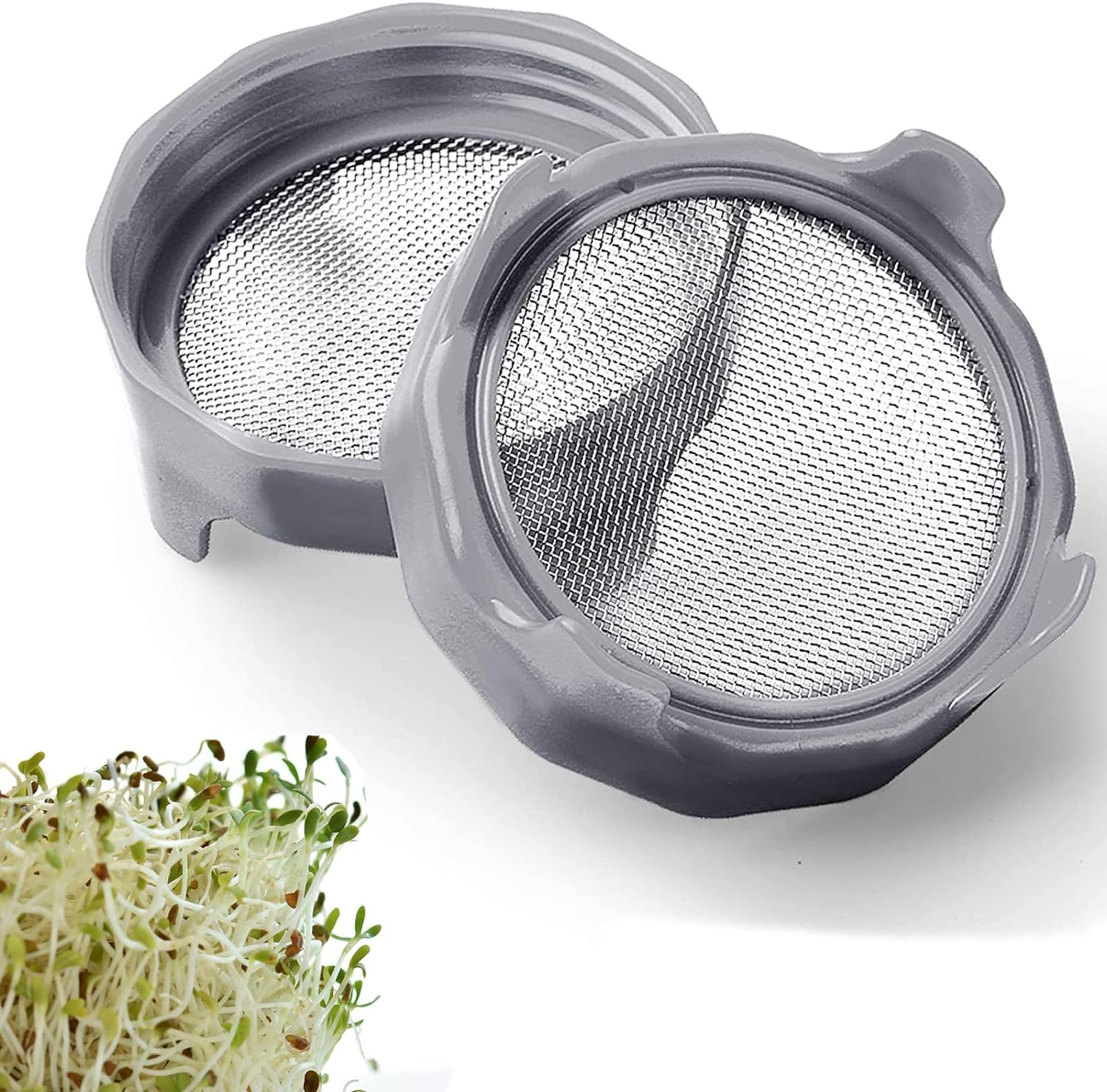 Sprouting Lids, Plastic Sprout Lid with Stainless Steel Screen for Wide ...