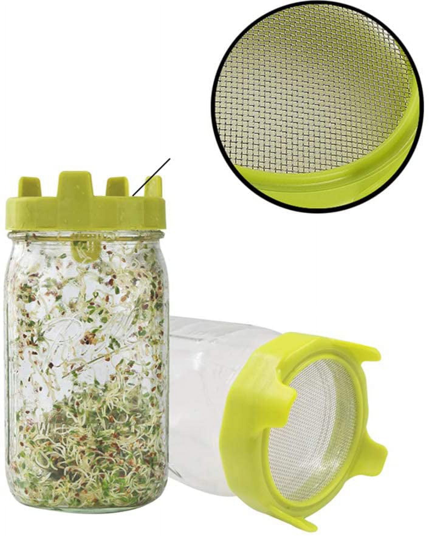 Sprouting Lids, Plastic Sprout Lid with Stainless Steel Screen for Wide ...