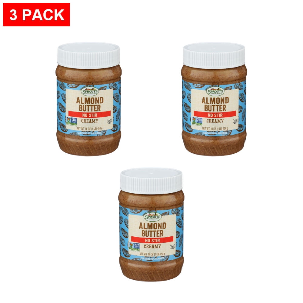 Sprouts Creamy No Stir Spread Almond Butter 16 oz (Pack of 3) - Walmart.com