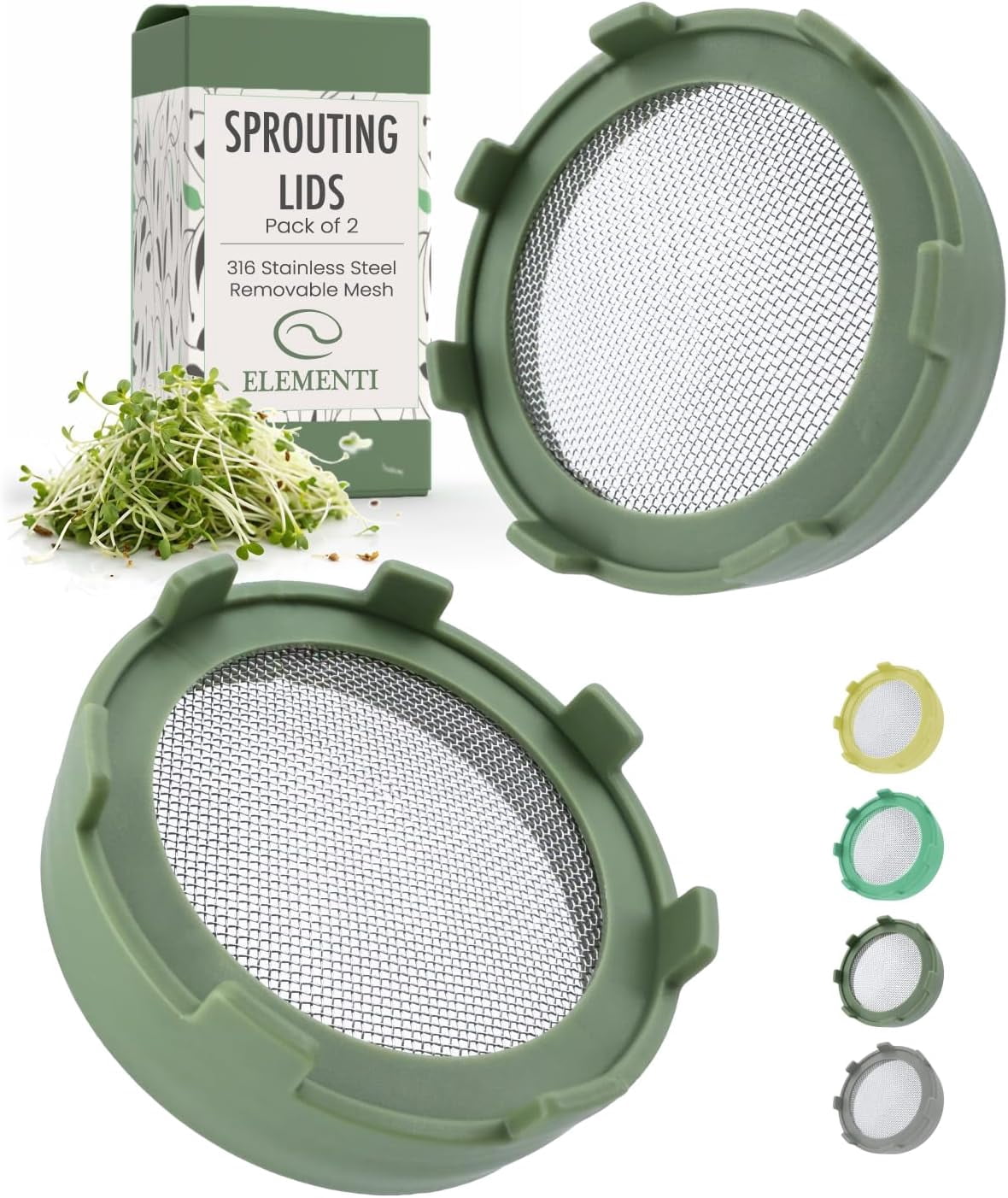 Sprouts Growing Kit for Wide Mouth Mason Jars, Set of 2 Sprouting Lids ...