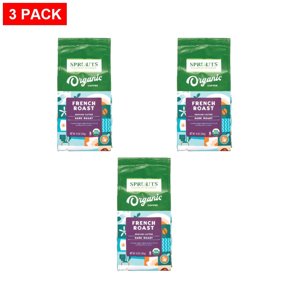 Sprouts Organic French Roast Dark Blend Ground Coffee 10 oz (Pack of 3 ...