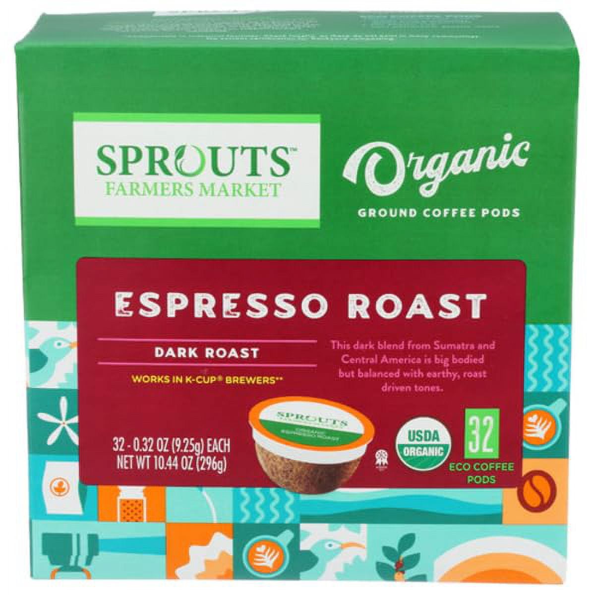 Sprouts Organic Roast Coffee Pods - 10.44 oz (32 Pods) - Walmart.com