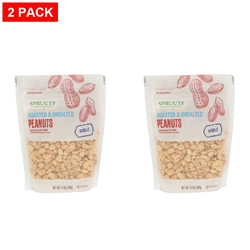 Sprouts Roasted Unsalted Peanuts 12 oz (Pack of 2) - Walmart.com
