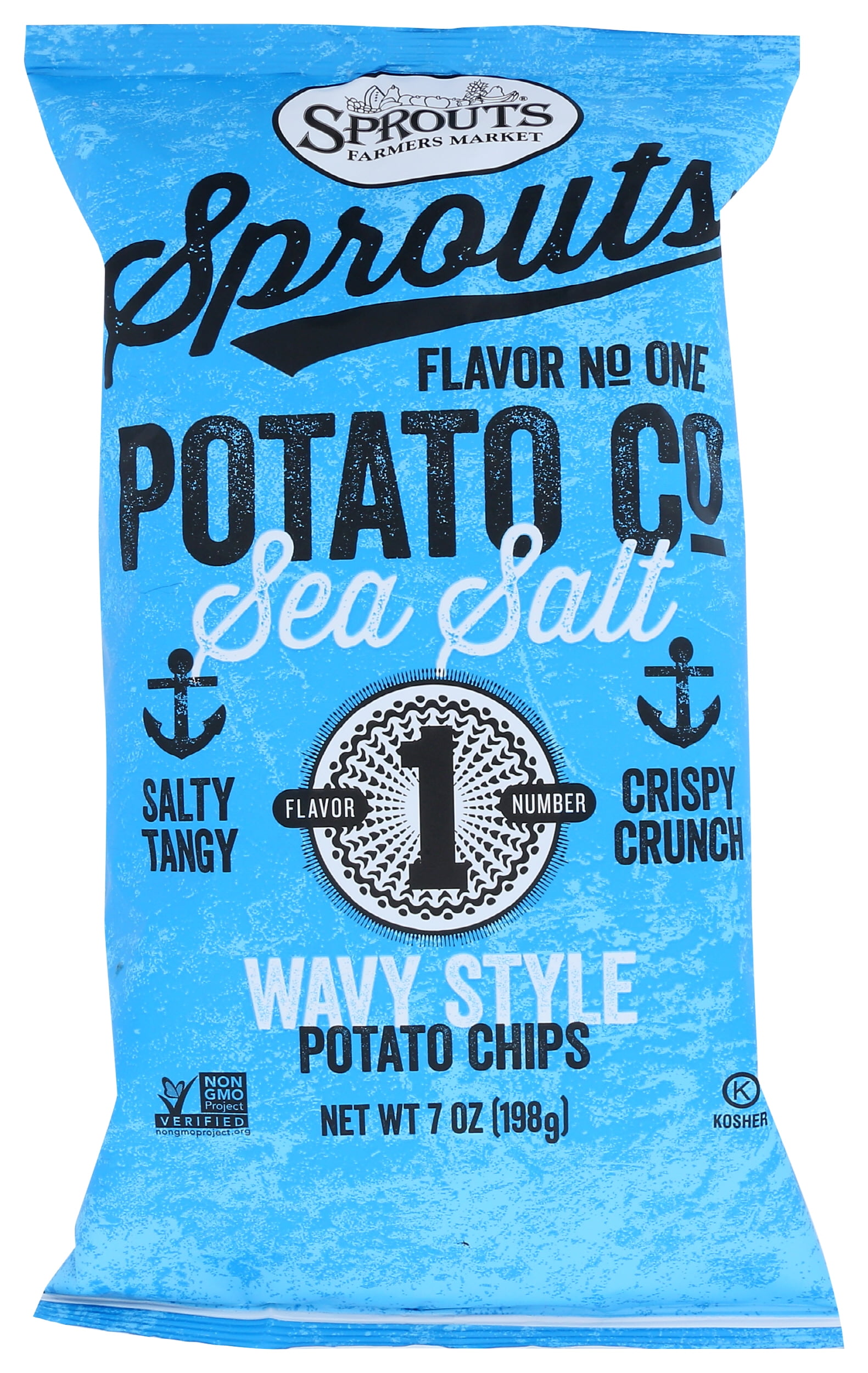 Sprouts Wavy Style Potato Chips, Sea Salt Flavor, Kosher, Gluten Free ...