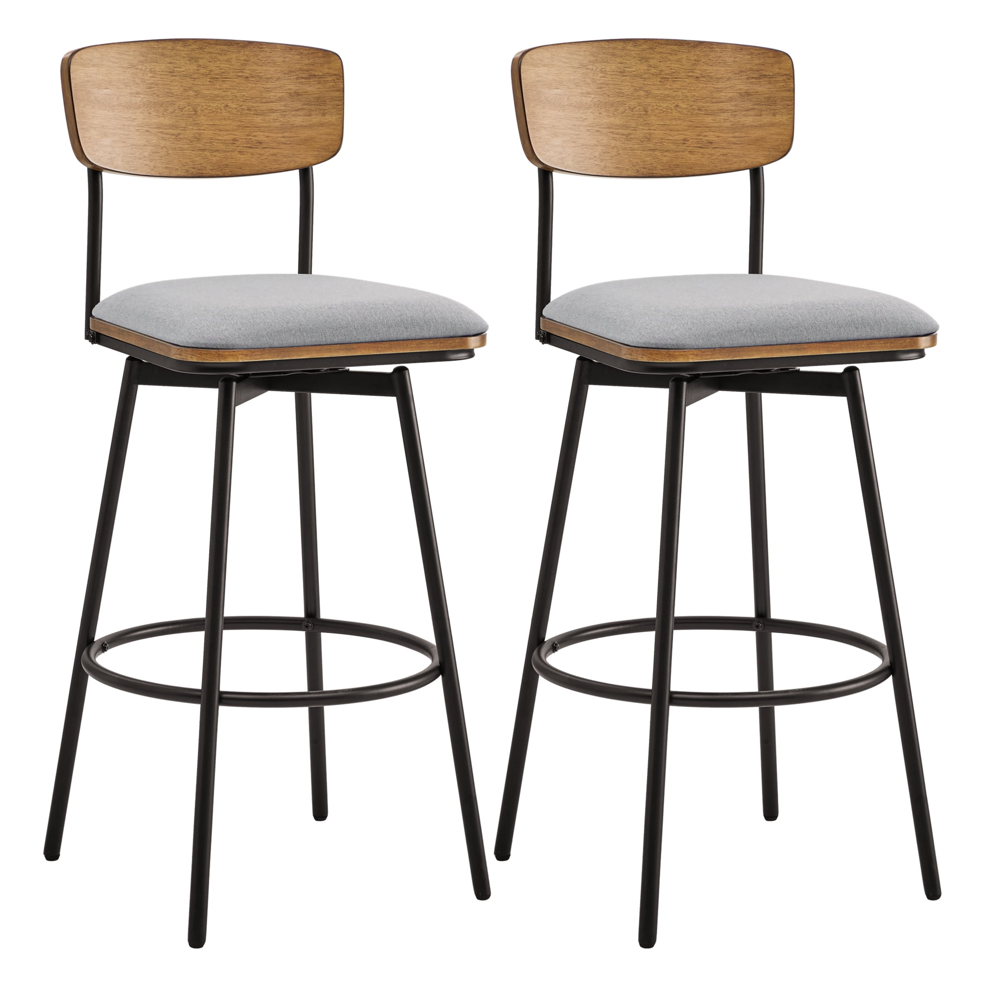 Spruce & Spring Bar Height Swivel Bar Stool with Wood Back and Metal ...