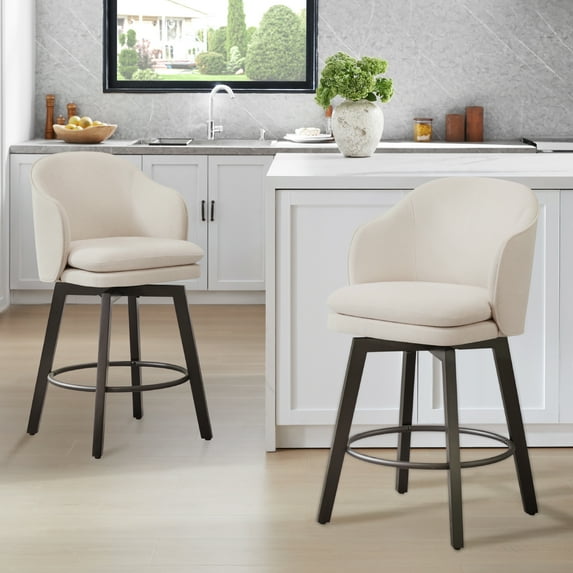 Spruce & Spring Counter Height Swivel Bar Stool with Curved Back and ...