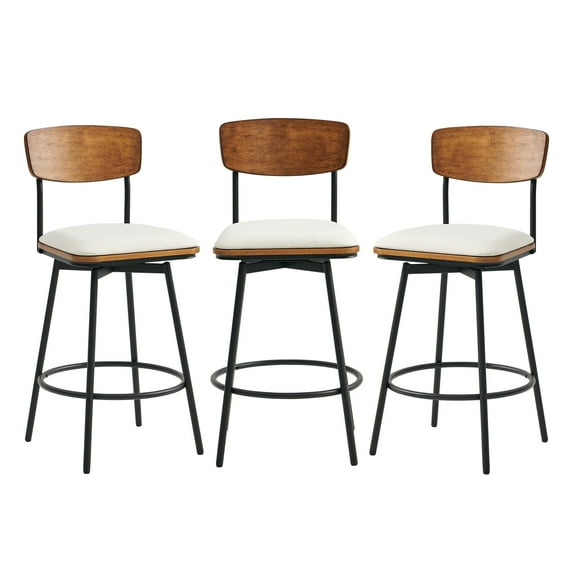 Spruce & Spring Counter Height Swivel Bar Stool with Wood Back and ...