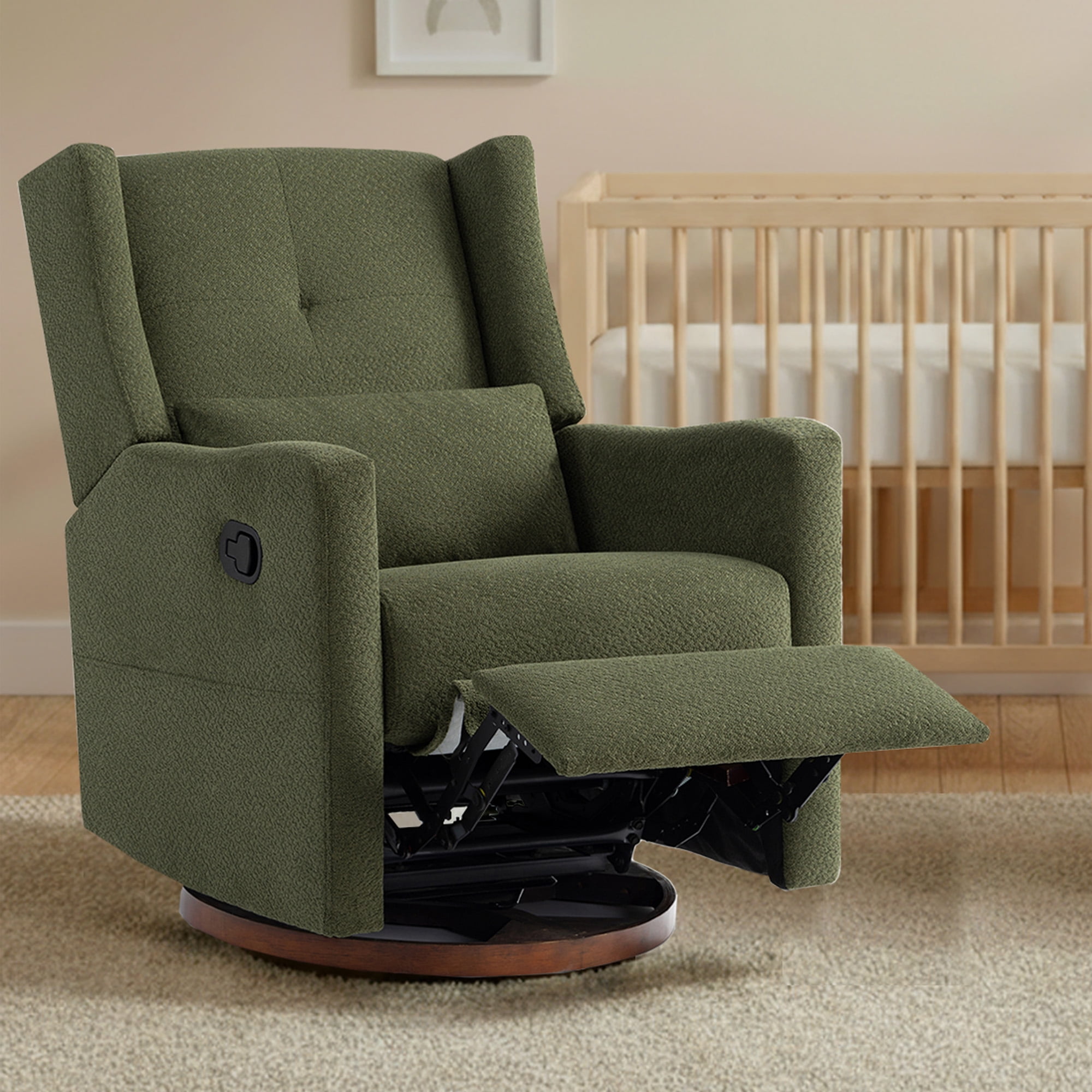 Spruce & Spring Manual Swivel Glider Recliner with Storage Pocket, Moss ...