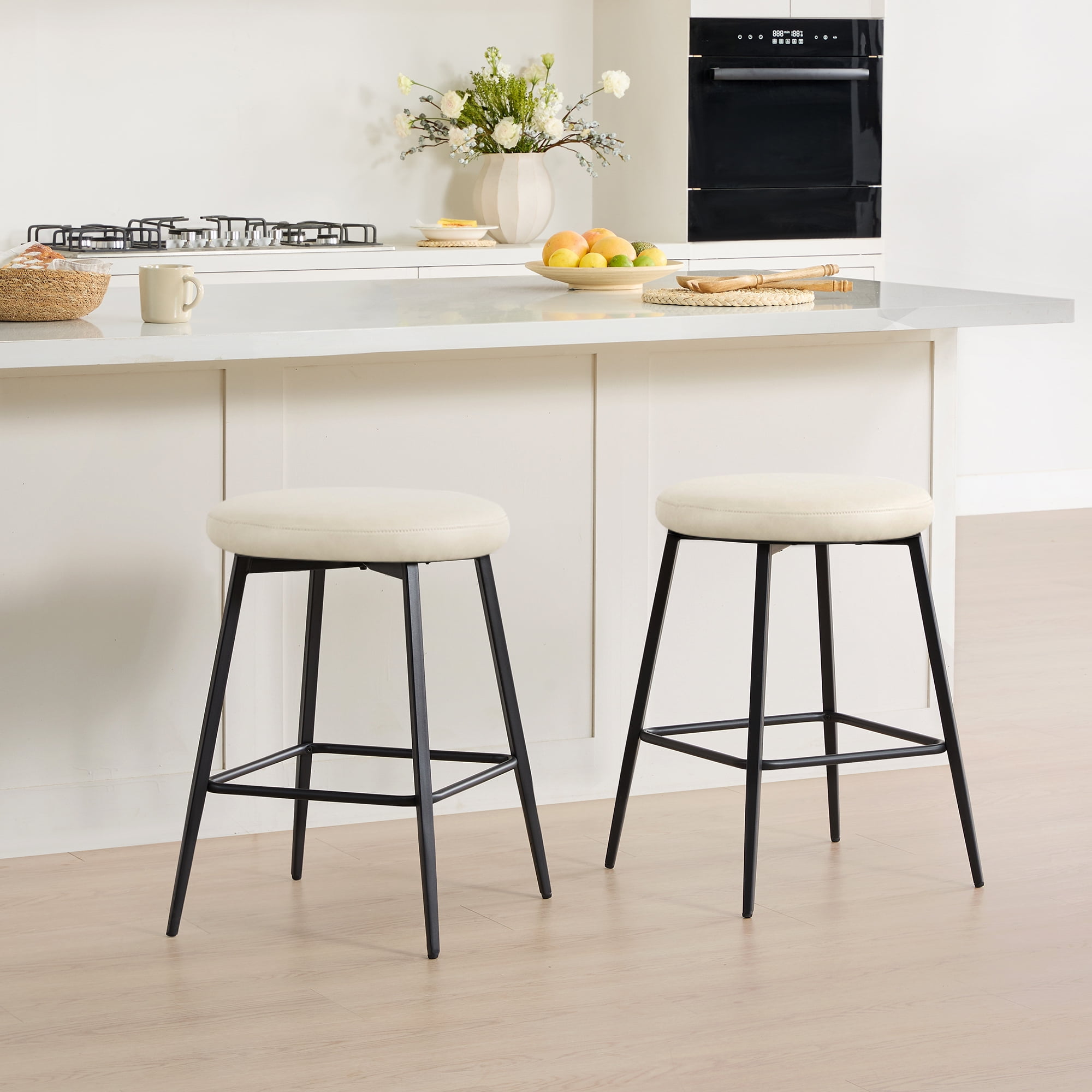 Spruce & Spring Modern 360° Swivel Counter Stool with Oversized Round ...