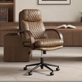 Spruce & Spring Modern Ergonomic Swivel Office Chair with Bentwood Arms ...