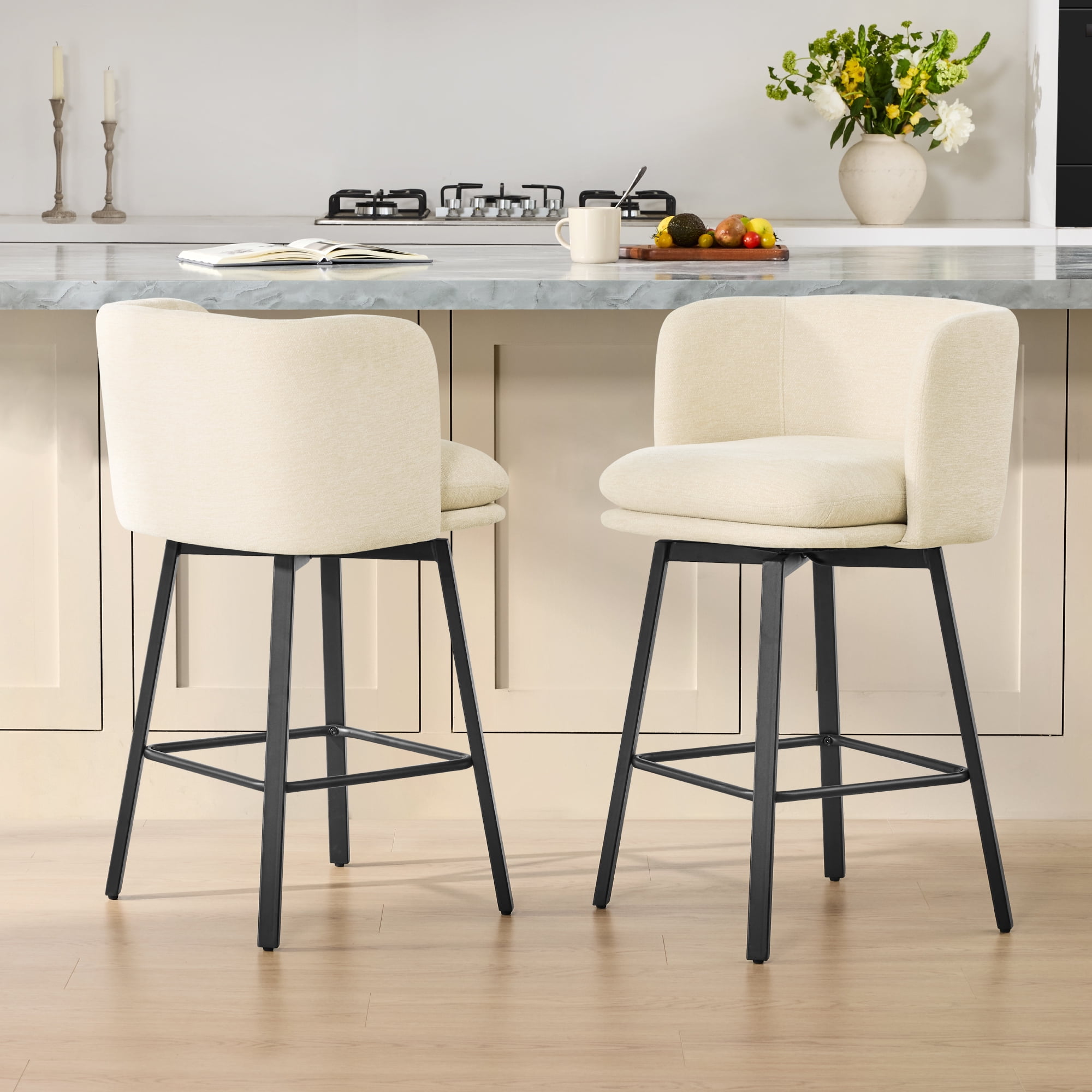 Spruce & Spring Modern Swivel Counter Stool with Barrel-Back Design and ...
