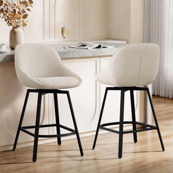 Spruce & Spring Modern Upholstered Bar Stool with Back, Metal Frame ...