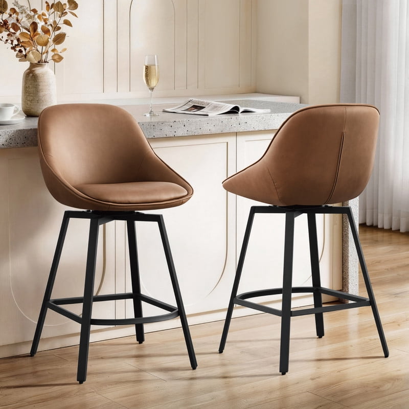 Spruce & Spring Modern Upholstered Bar Stool with Back, Metal Frame ...
