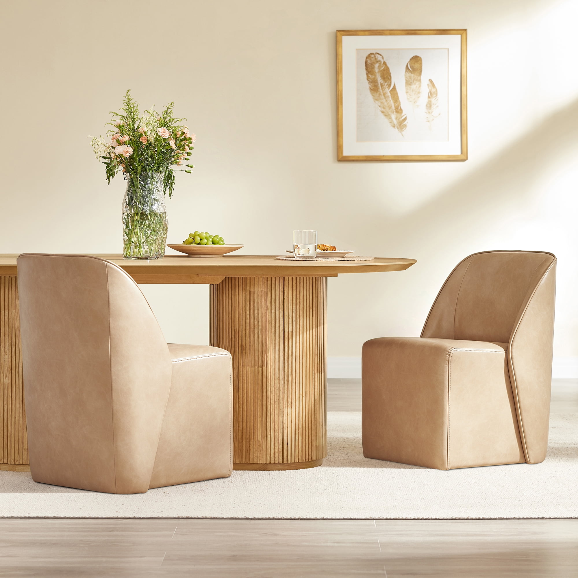 Spruce & Spring Rolling Upholstered Dining Chair with Smooth Hidden ...