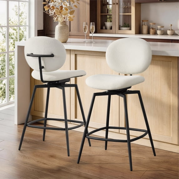 Spruce & Spring Swivel Upholstered Bar Stool with Back, Metal Frame ...
