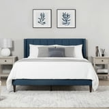 Spruce & Spring Upholstered Platform Bed Frame with Wingback Headboard ...