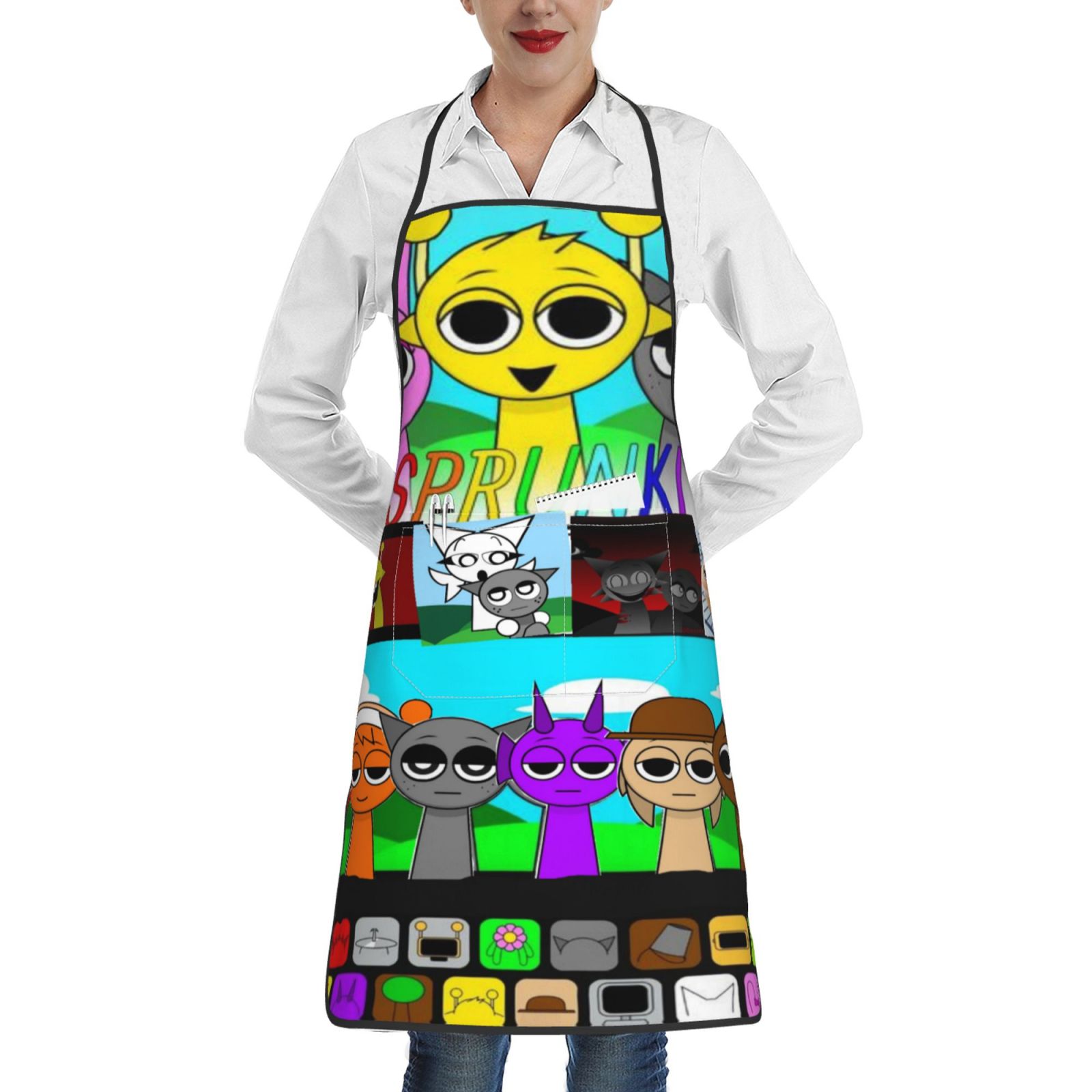 Sprun-Ki Apron With 2 Pockets For Cooking Baking Painting For Men Women ...