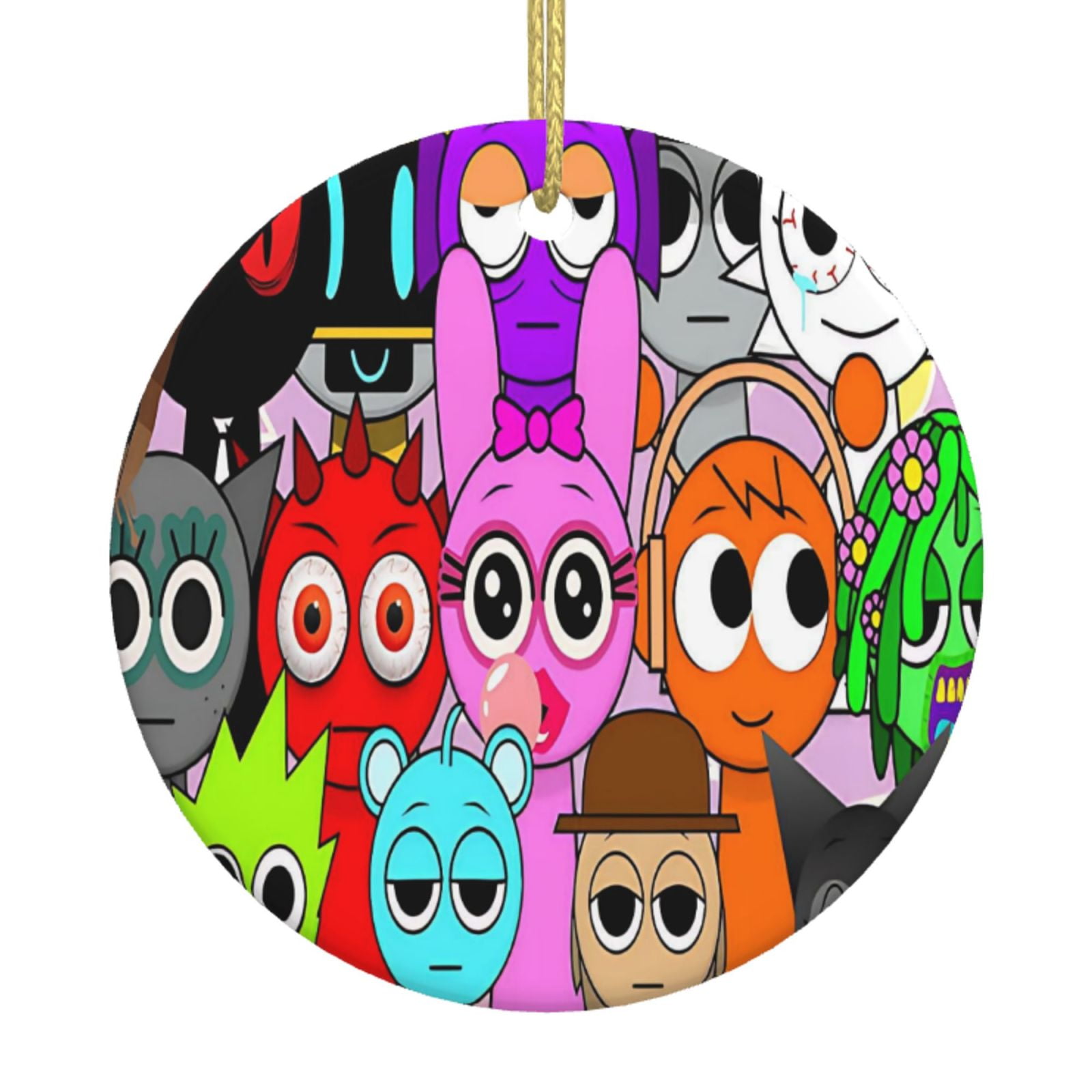 Sprun-Ki Round Christmas Tree Ceramic Hanging Ornaments Double-Sided ...