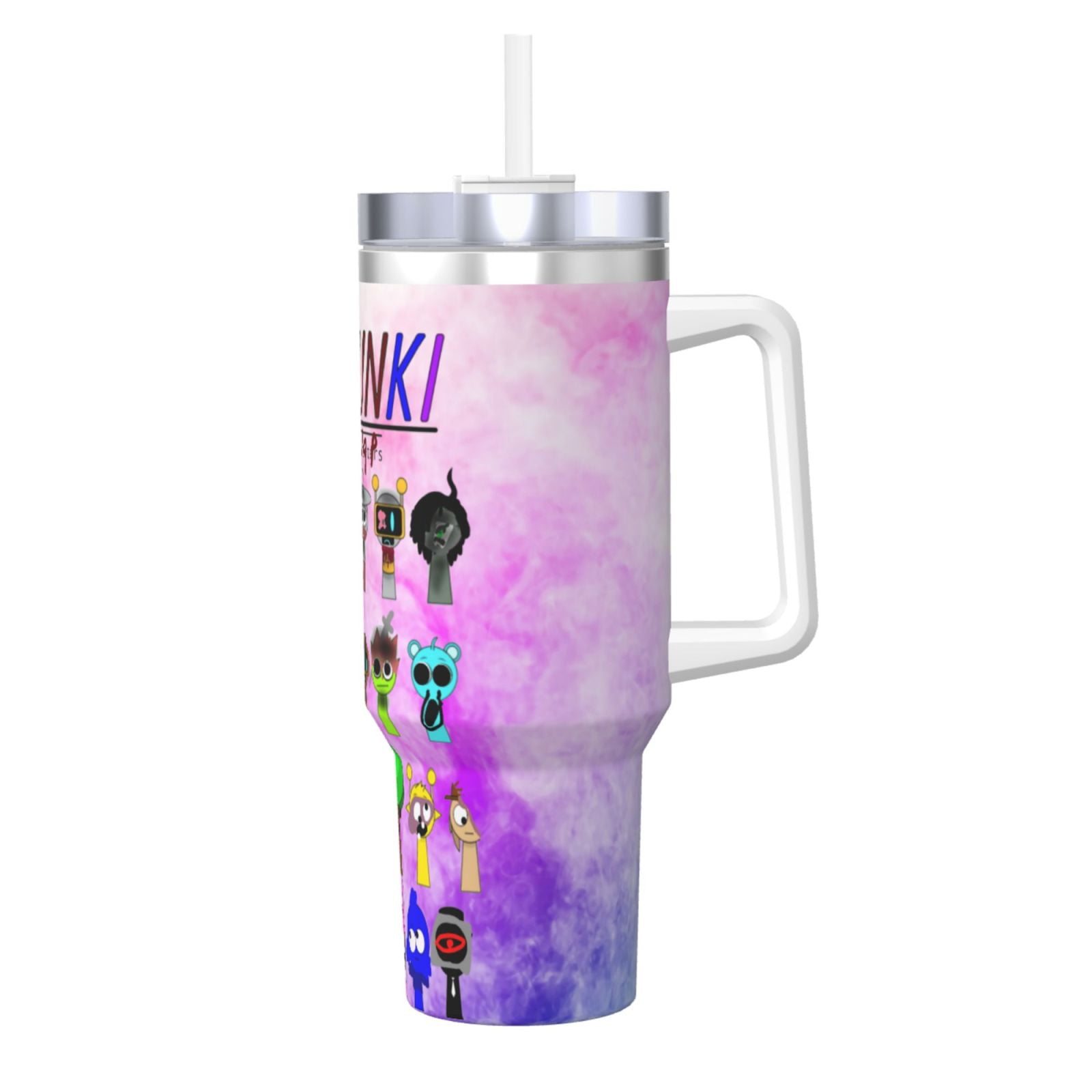 Sprunki 40 OZ Ice Bully Cup with Handle Straw, Double Wall Stainless ...