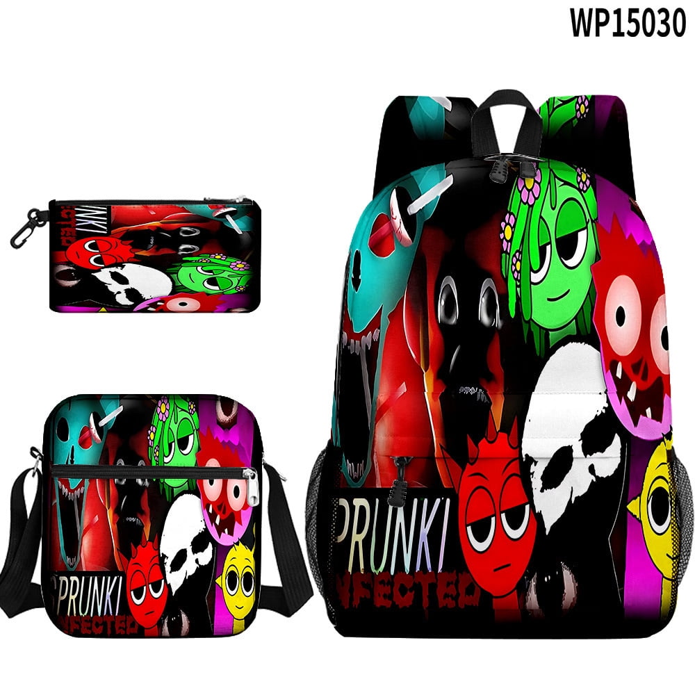 Sprunki Anime Backpack Set 3 Pieces with Shoulder Bag and Pencil Case ...