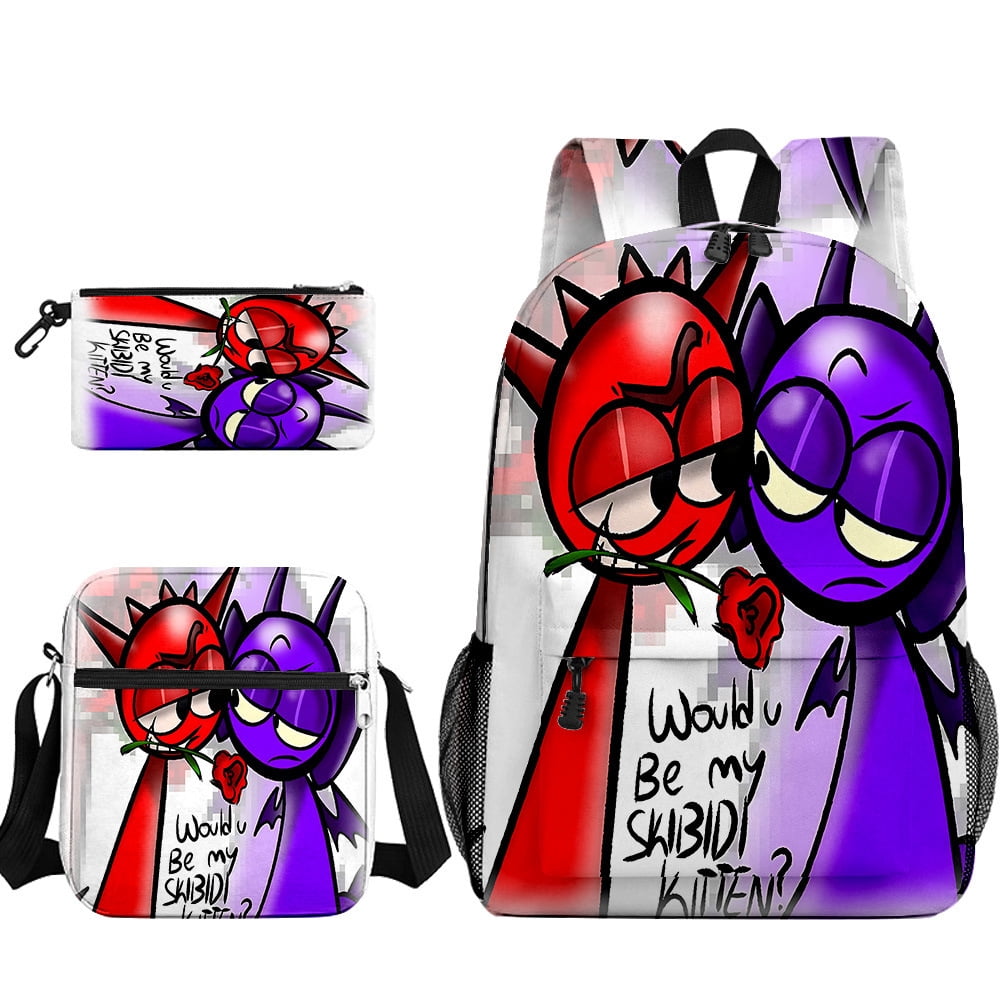 Sprunki Anime Backpack Set 3 Pieces with Shoulder Bag and Pencil Case ...