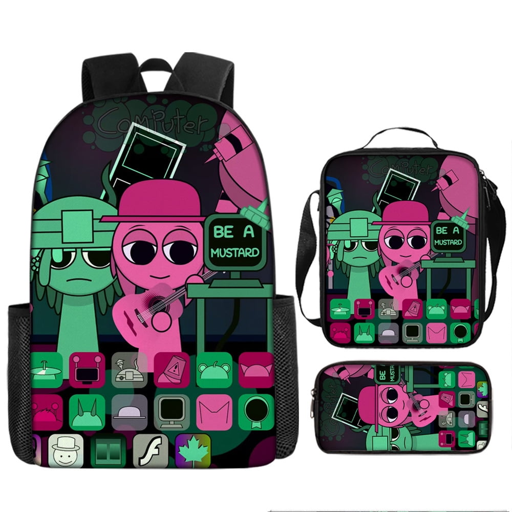 Sprunki Anime Backpack Set 3 Pieces Shoulder Bag and Pencil Case for ...