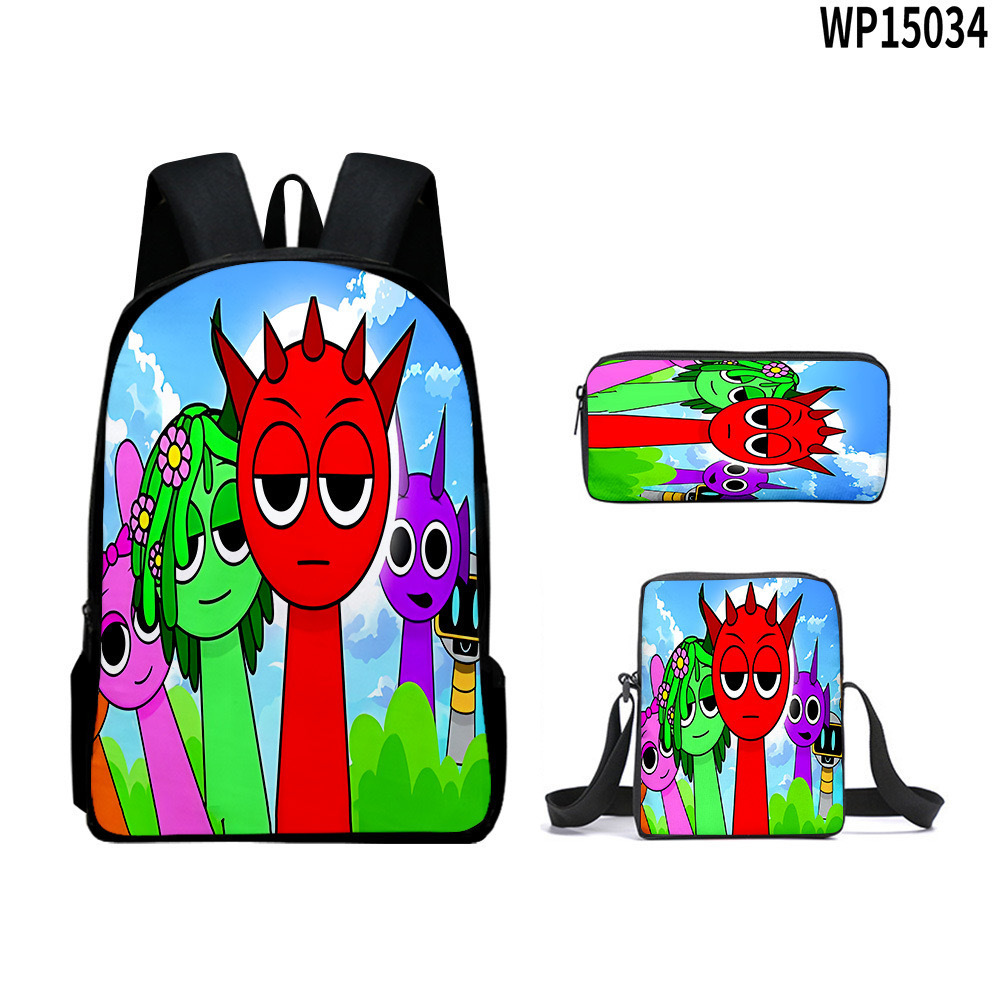 Sprunki Anime Backpack Set 3 Pieces Shoulder Bag and Pencil Case for ...