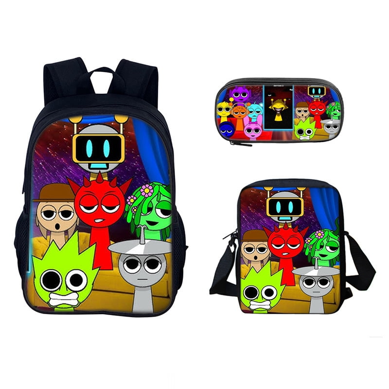 Sprunki Anime Backpack Set 3 Pieces with Shoulder Bag and Pencil Case ...