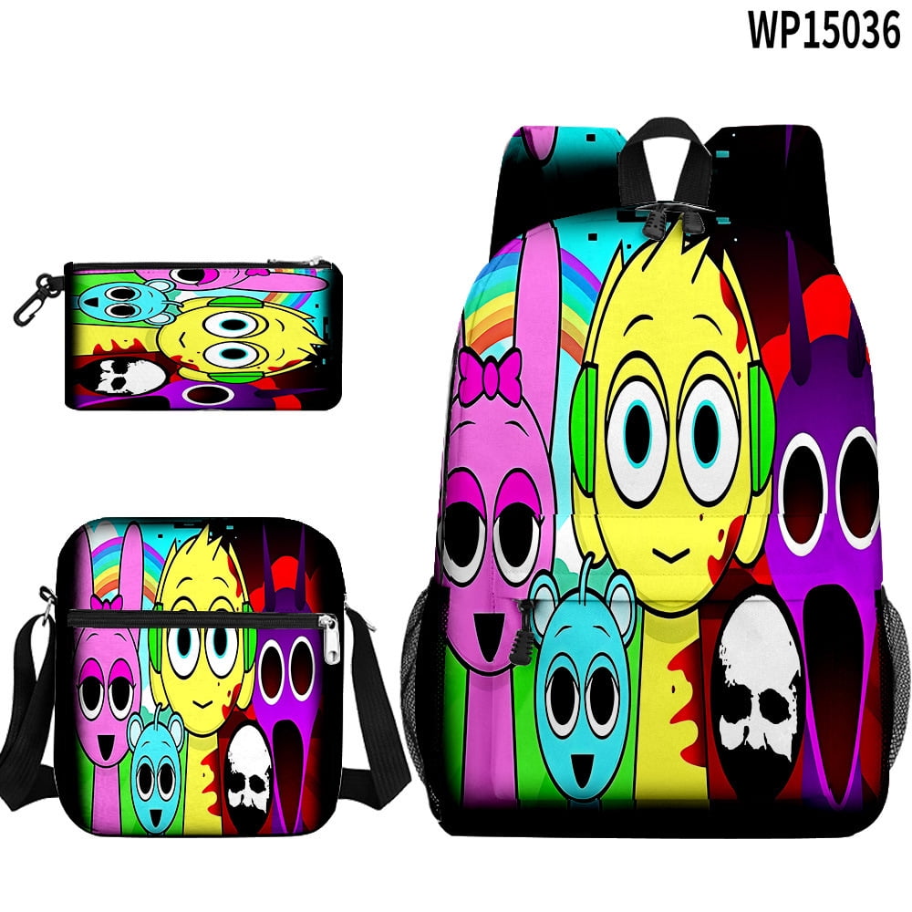 Sprunki Anime Backpack Set 3 Pieces with Shoulder Bag and Pencil Case ...
