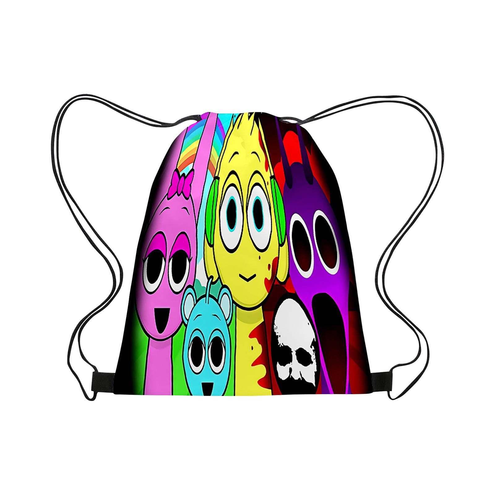 Sprunki Backpack Back to School Drawstring Bag, Cartoon Style Travel ...